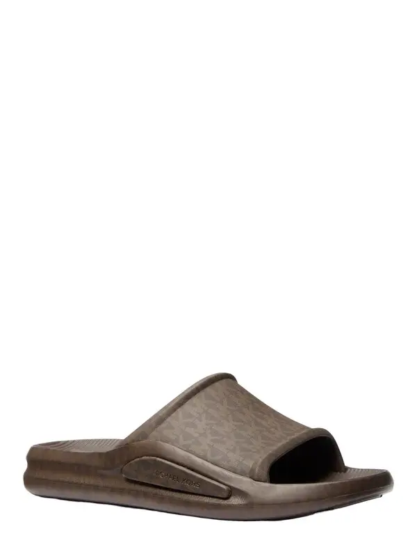 Michael Kors Griffin Signature Logo Slide Sandals - Brown