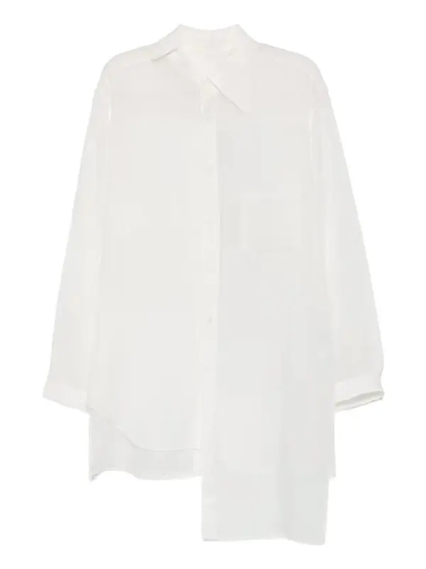 Yohji Yamamoto Cellulose Loan Unbalanced Collar Shirt - Neutrals