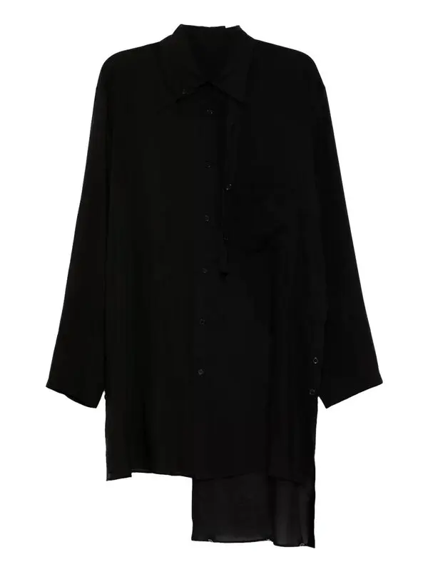 Yohji Yamamoto Loan Double-layered Tab-collar Shirt - Black