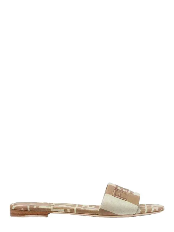 Fendi Signature Fabric Slides - Neutrals