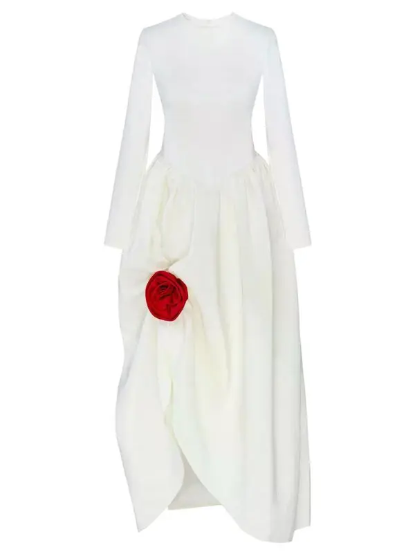 Sleeper Aurora Floral-appliqué Dress - White