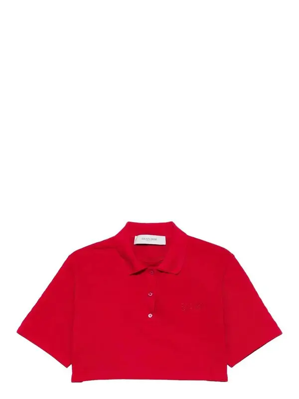 GOLDEN GOOSE Club-embroidered Polo Top - Red