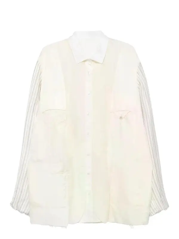 MAISON MARGIELA Striped Layered Overshirt Jacket - Neutrals