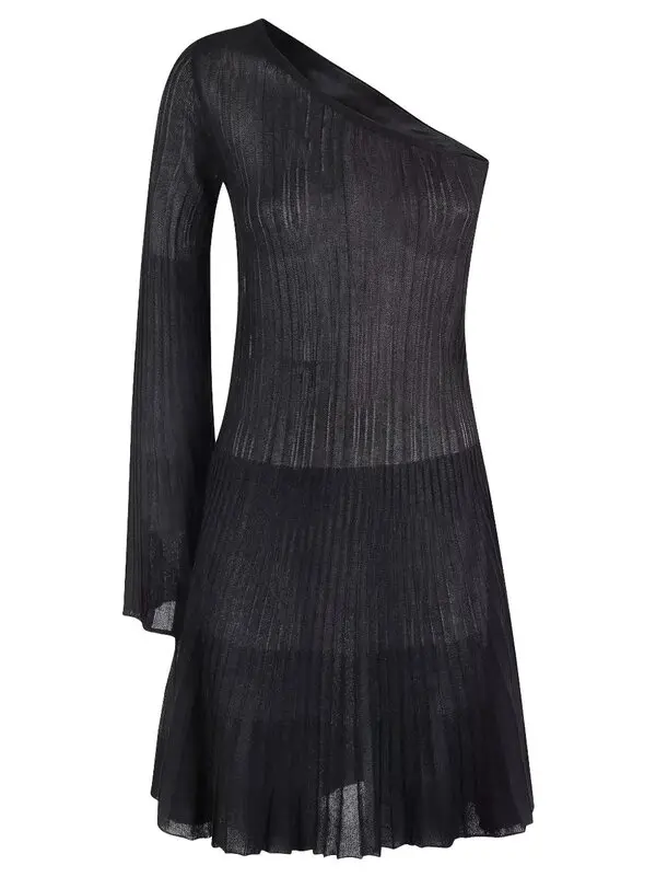Federica Tosi Asymmetric Pleated Dress - Black