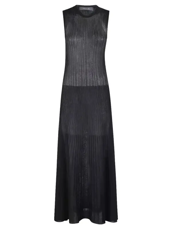 Federica Tosi Semi-sheer Pleated Maxi Dress - Black