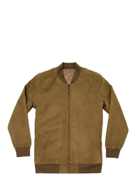 DAPPER BOI Microfiber Suede Bomber Jacket - Olive