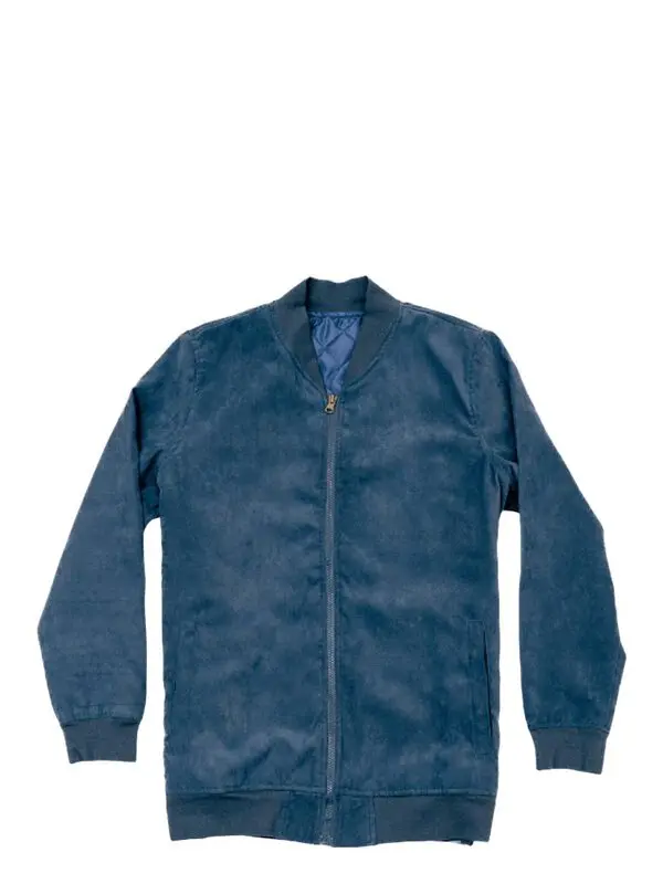 DAPPER BOI Microfiber Suede Bomber Jacket - Blue