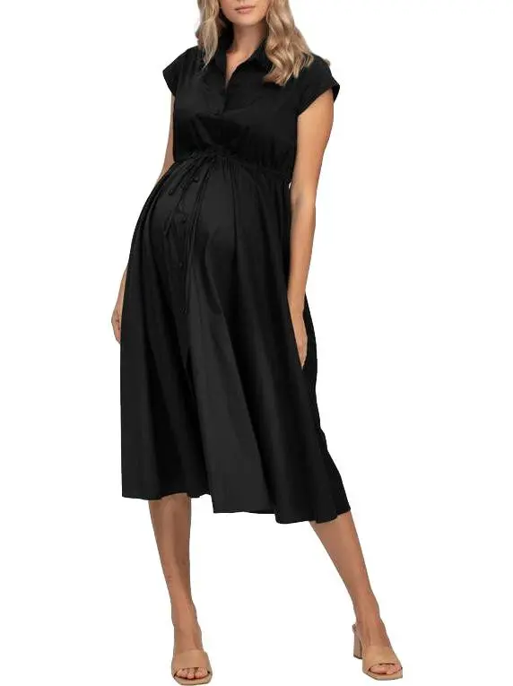 PIETRO BRUNELLI Short Sleeve Shirtdress - Black