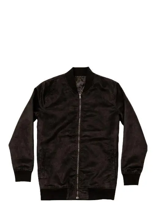 DAPPER BOI Microfiber Suede Bomber Jacket - Black