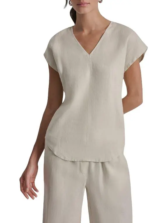 Dkny V-neck Linen Top - Natural