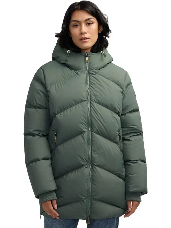 Pajar Fallon Boxy Inverted Chevron Quilted Puffer - Olive Oil