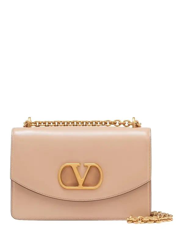 Valentino Garavani Vlogo Leather Shoulder Bag - Rose Sand