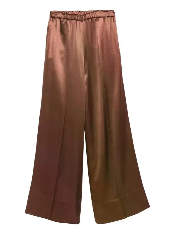 THE NINA STUDIO Satin Palazzo Pants - Brown