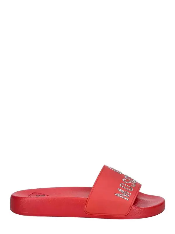 Moschino Logo-embellished Slides - Red