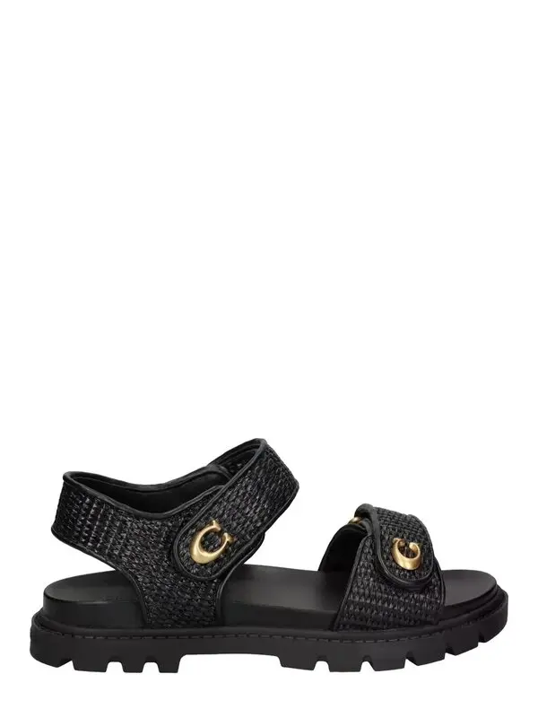 COACH Brynn Textured-strap Sandals - Black