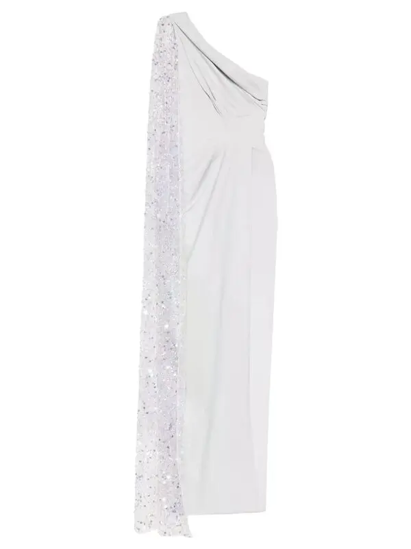 RHEA COSTA Sequin-embellished One-shoulder Gown - Grey