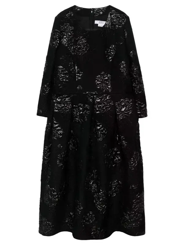 Comme Des Garçons Floral-brocade Midi Dress - Black