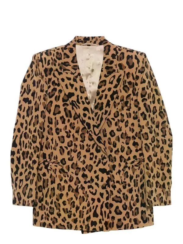 BLAZÉ MILANO Leopard-print Double-breasted Blazer - Brown