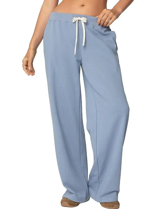 EDIKTED French Terry Straight Leg Sweatpants - Blue
