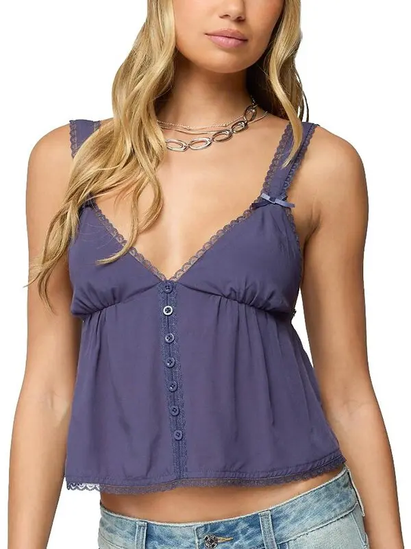 EDIKTED Andea Babydoll Tank Top - Navy