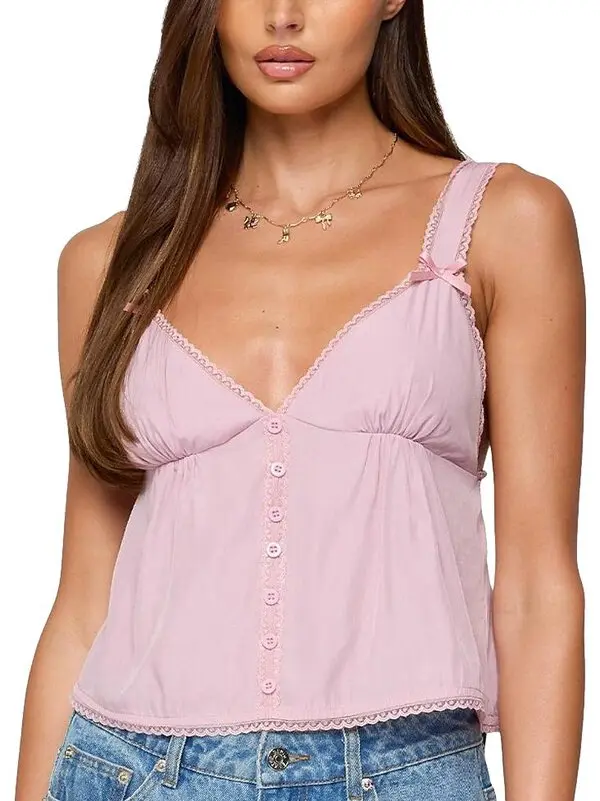 EDIKTED Andea Babydoll Tank Top - Pink