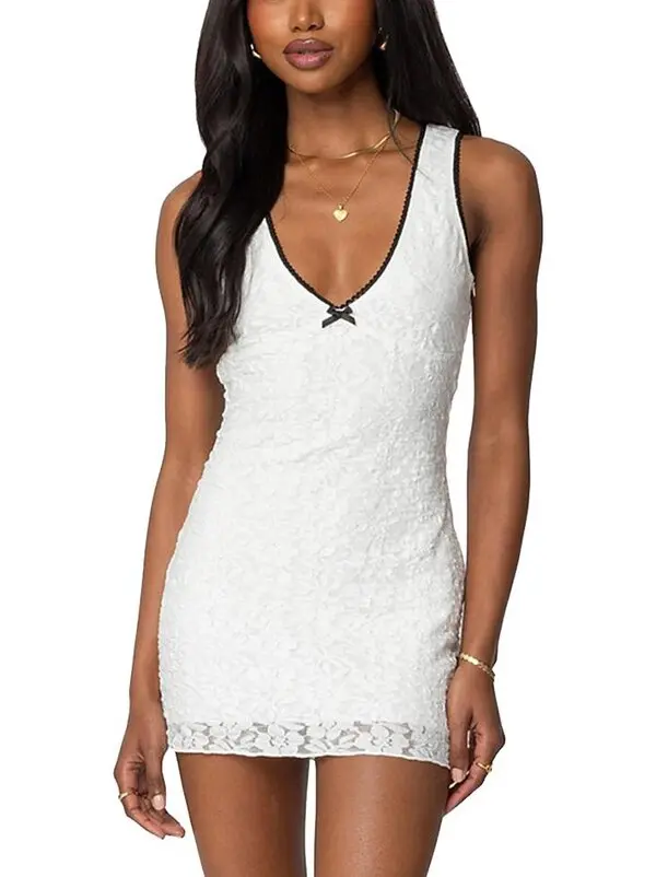 EDIKTED Selah Lace Mini Dress - White