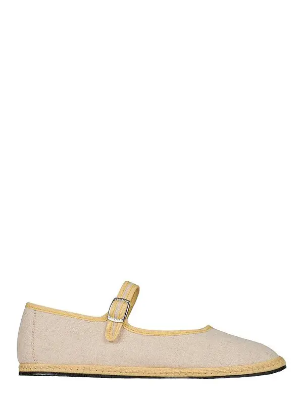 VIBI VENEZIA Classic Linen Mary Jane Flats - Beige
