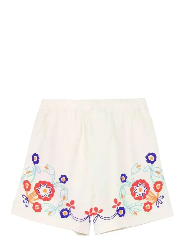 BODE Beaded Garden Party Shorts - Neutrals