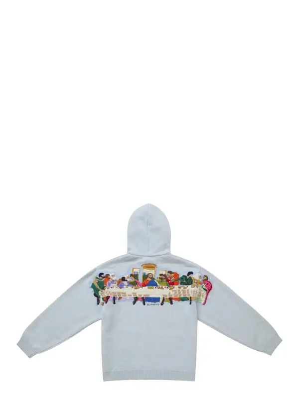 Supreme Embroidered Zip Up Hooded Sweater - Light Blue