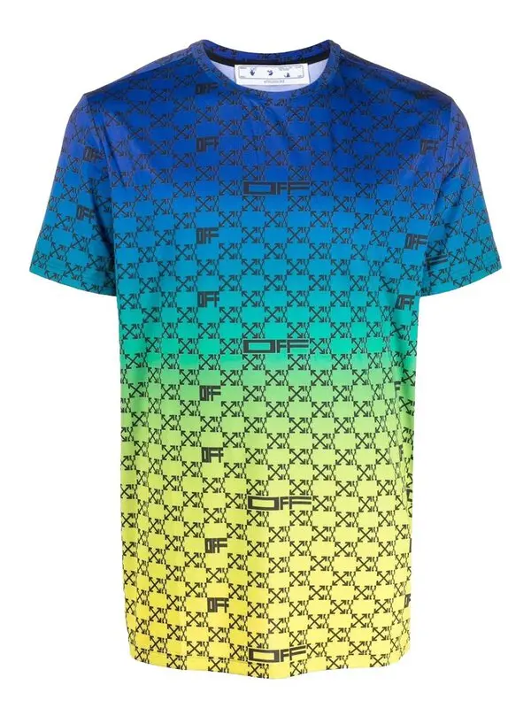 Off-White Iridescent All Over Arrows Monogram T-shirt - Blue/yellow/black