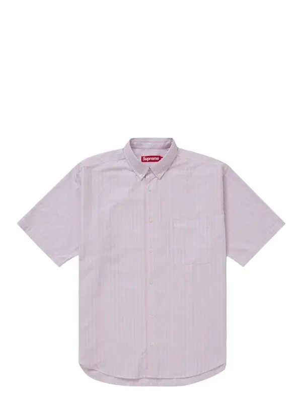 Supreme Loose Fit Oxford Short Sleeve Shirt - Pink Stripe