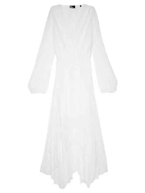 The Kooples Lace-trim Pleated Woven Maxi Dress - Ecru