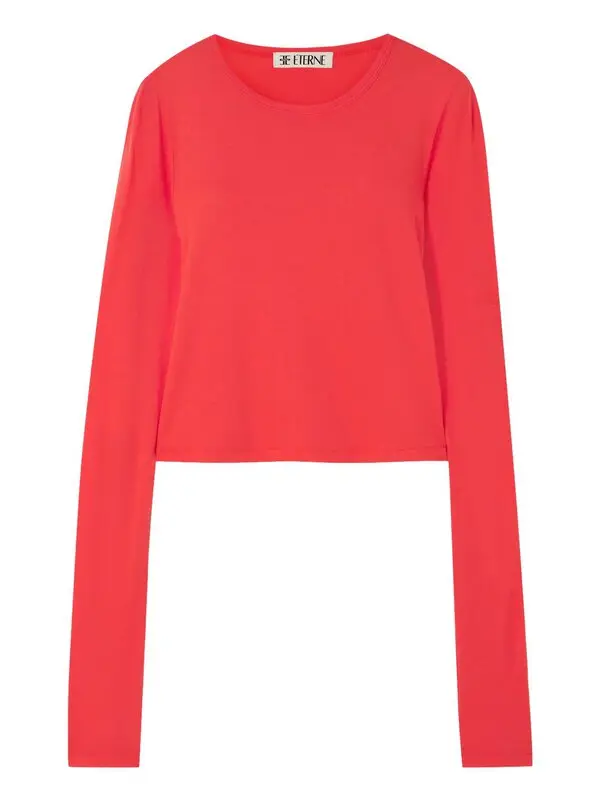 Eterne Long Sleeve Cotton And Modal-blend Jersey T-shirt - Red