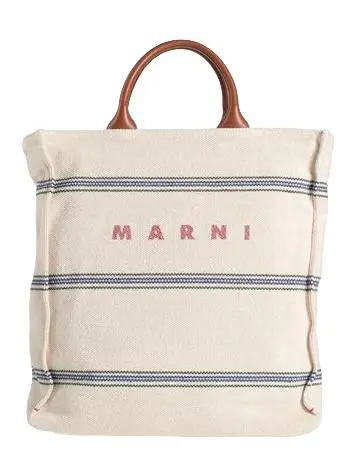 Marni Woven Tote Bag With Leather Trims - White