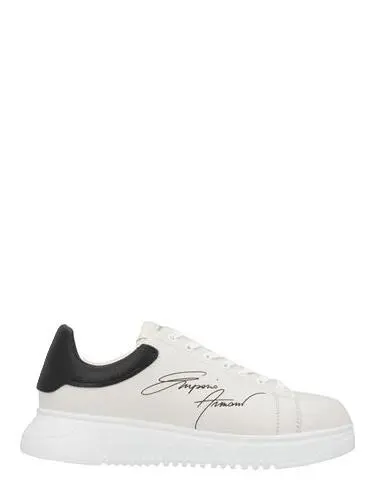 Emporio Armani Sneakers In Bovine Leather - White