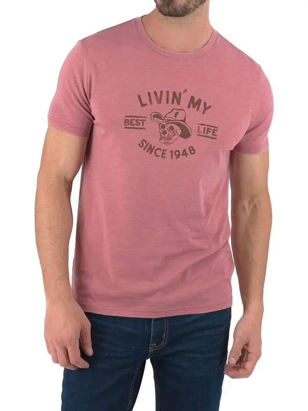 DEVIL-DOG DUNGAREES Livin' My Best Life Graphic T-shirt - Medium Pink