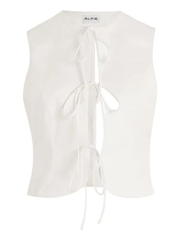 ALFIE Neda Bow-detail Cotton Top - White