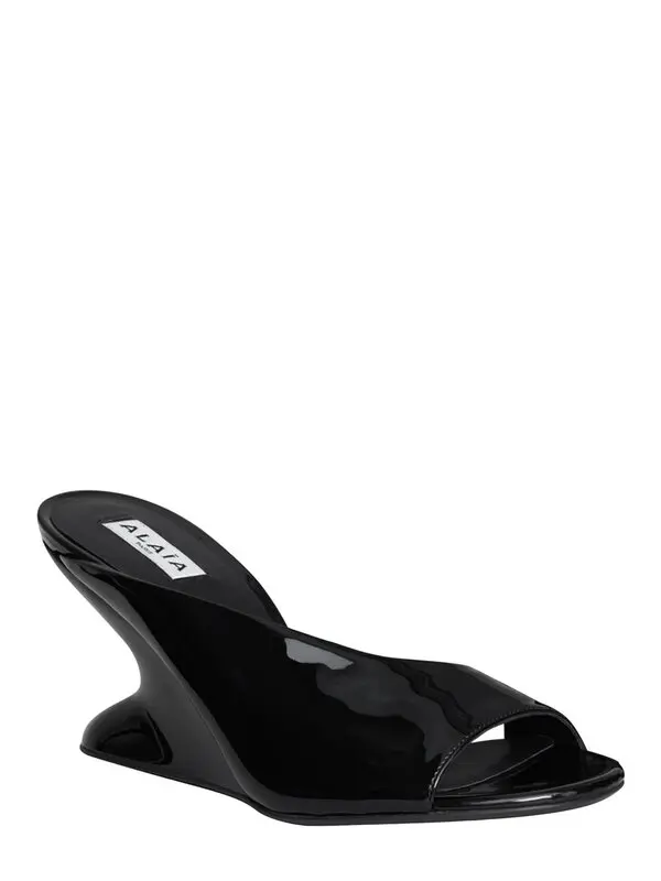 Alaïa Patent Leather Wedge Mules - Black