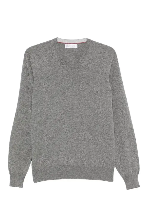Brunello Cucinelli V-neck Cashmere Sweater - Grey