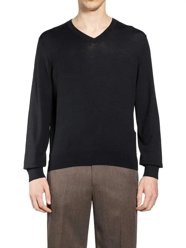 TOM FORD Long Sleeve V-neck Knitwear - Black