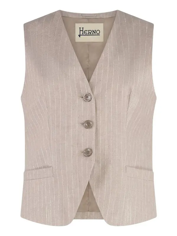 Herno Single-breasted Vest - Beige