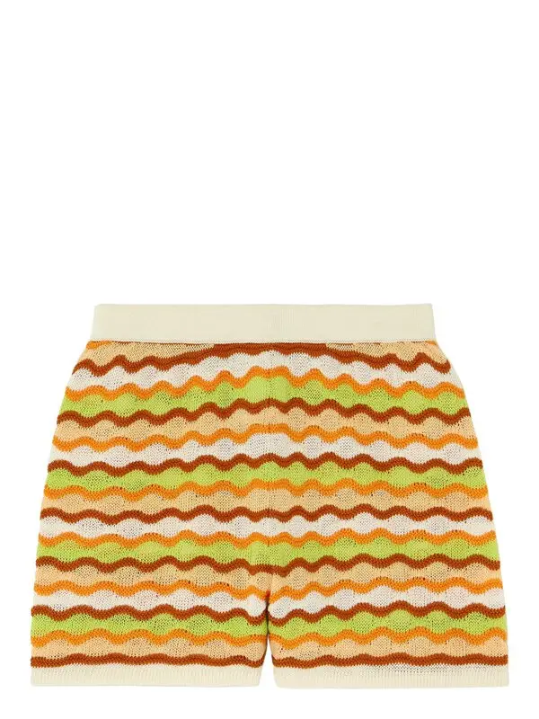 Escvdo Mullu Striped Cotton Shorts - Orange