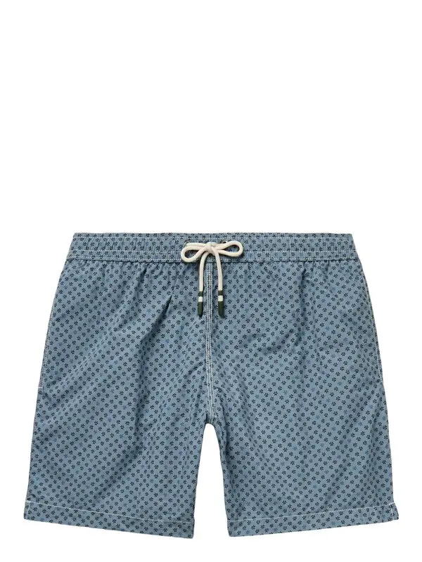 Hartford Slim-fit Mid-length Printed Swim Shorts - Blue