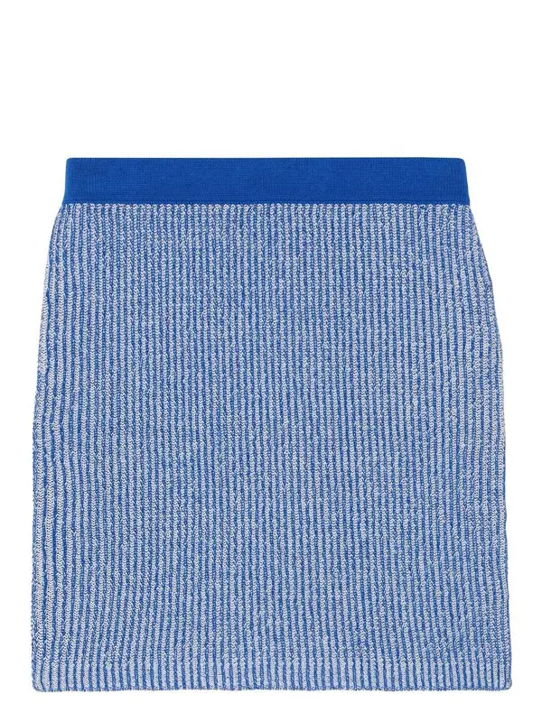 Escvdo Dual Ribbed Cotton Mini Skirt - Blue