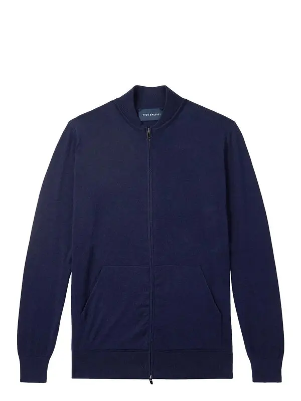 Thom Sweeney Cotton And Cashmere-blend Bomber Jacket - Blue