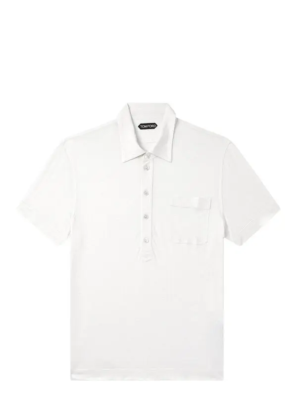 TOM FORD Slim-fit Silk And Linen-blend Polo Shirt - White