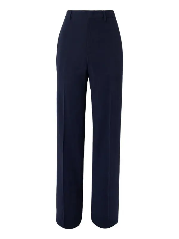 Thom Sweeney Wide-leg Twill Trousers - Blue
