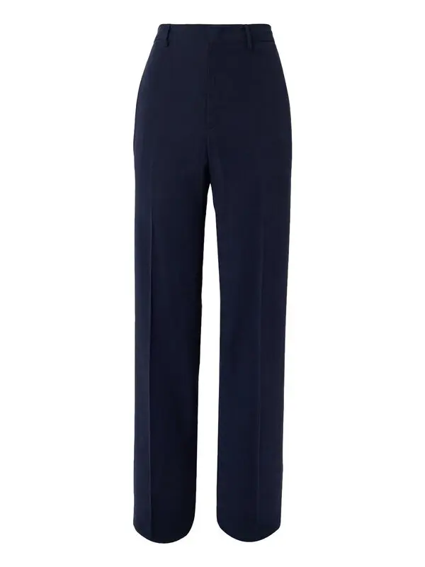 Thom Sweeney Wide-leg Twill Trousers - Blue