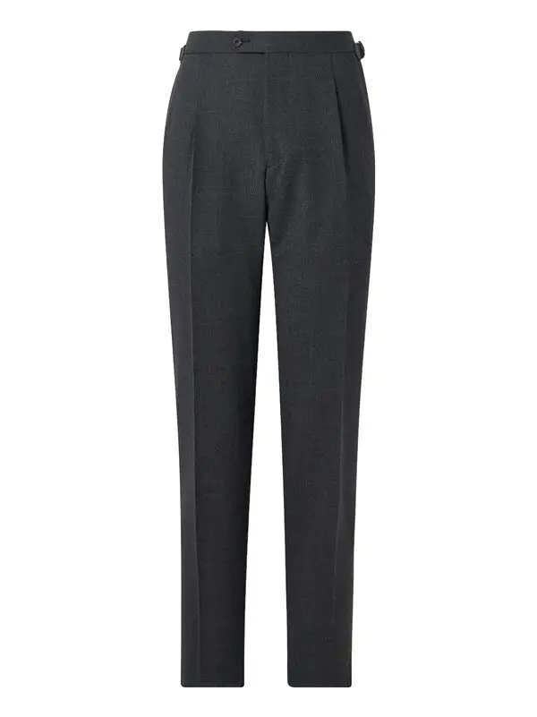 Thom Sweeney Straight-leg Pleated Wool Trousers - Gray