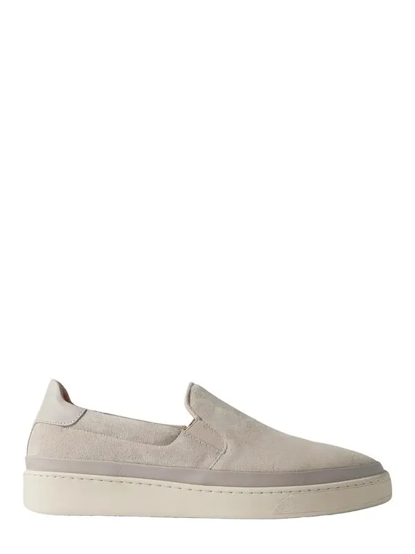 Mulo Leather-trimmed Suede Slip-on Sneakers - Neutrals